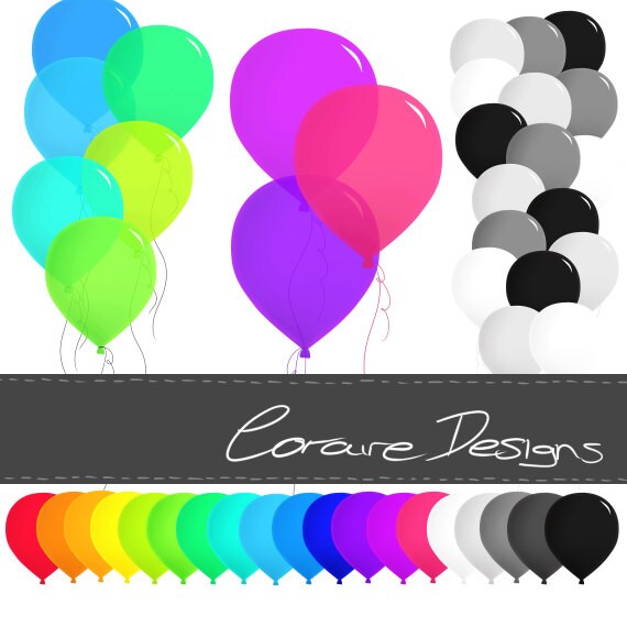 Balloon Clipart With and Without String - Etsy