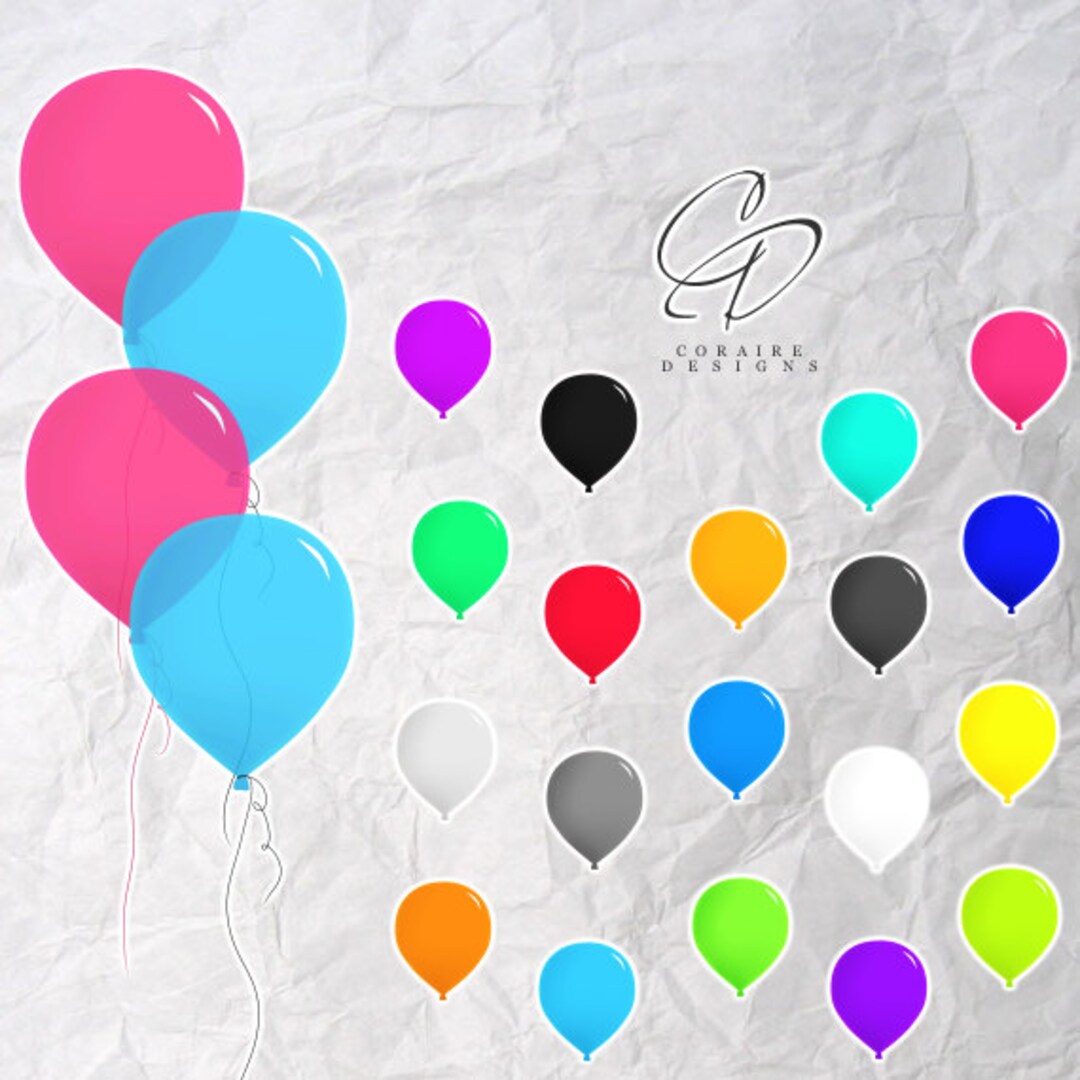 Balloon Clipart With and Without String - Etsy Australia