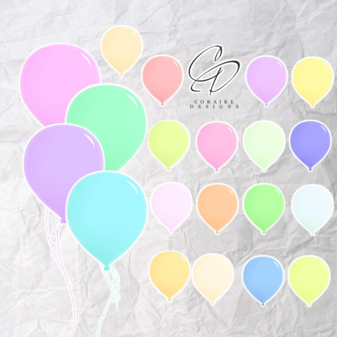 Pastel Balloon Clipart Create Your Own Displays for - Etsy