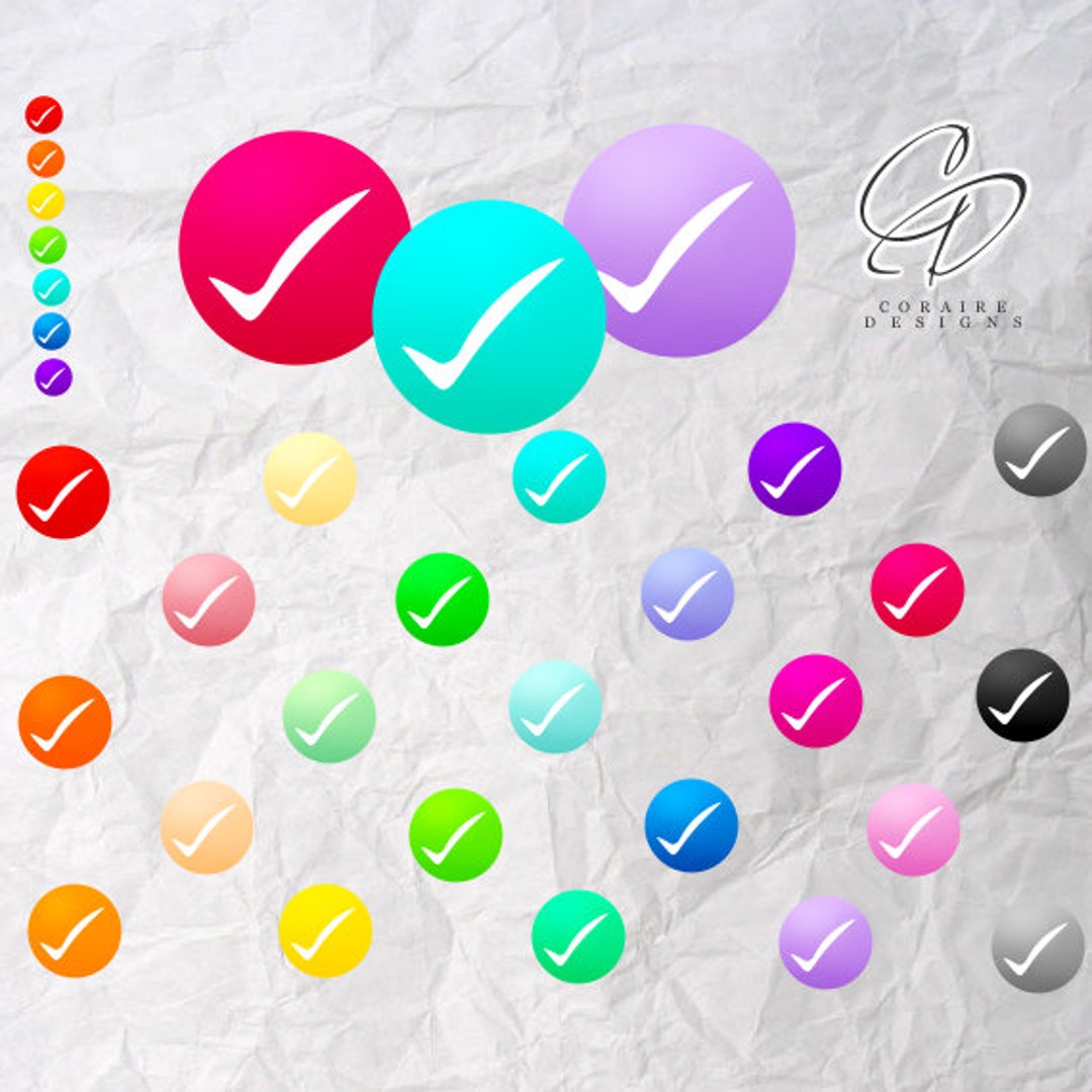 Neon Pastel Checkmark Tick Bullet Point Journal Clipart for Stickers ...