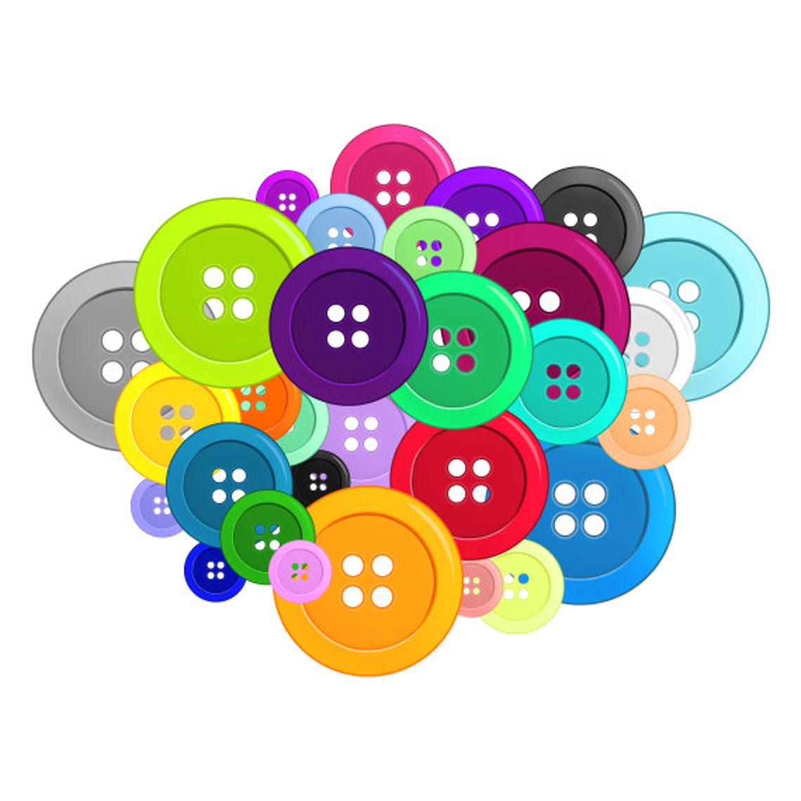 Buttons Digital Download Clipart - Etsy