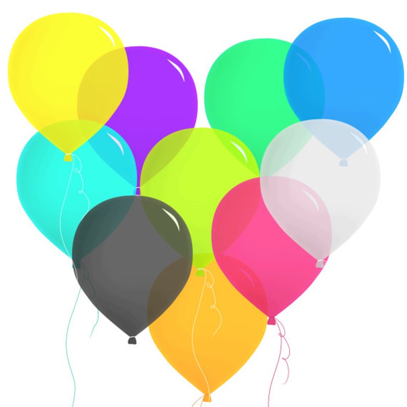 Balloon Clipart With and Without String - Etsy Australia