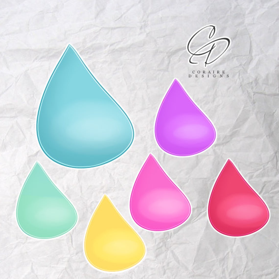 Rainbow Raindrop Liquid Droplet Clipart - Etsy
