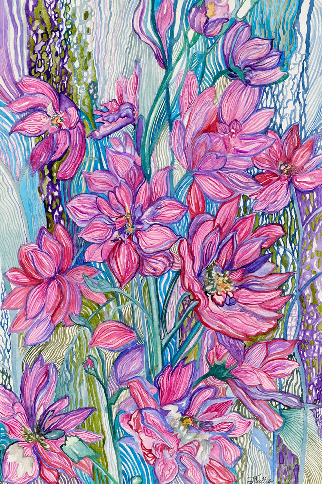 Linearly Aligned Flowers - Etsy