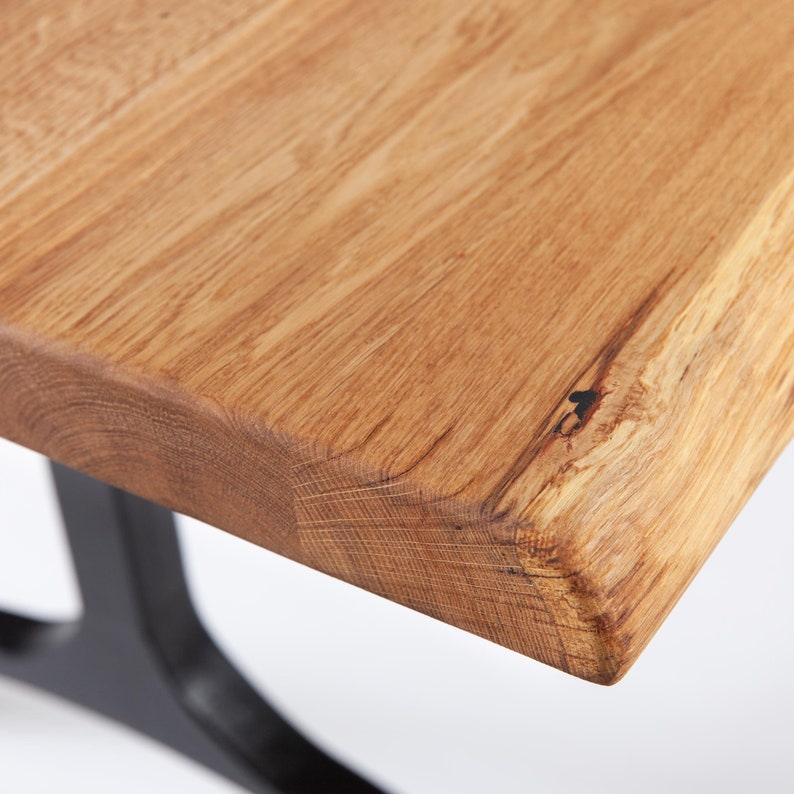 Lambeth Natural Oak With Matt Black Industrial Dining Table - Etsy