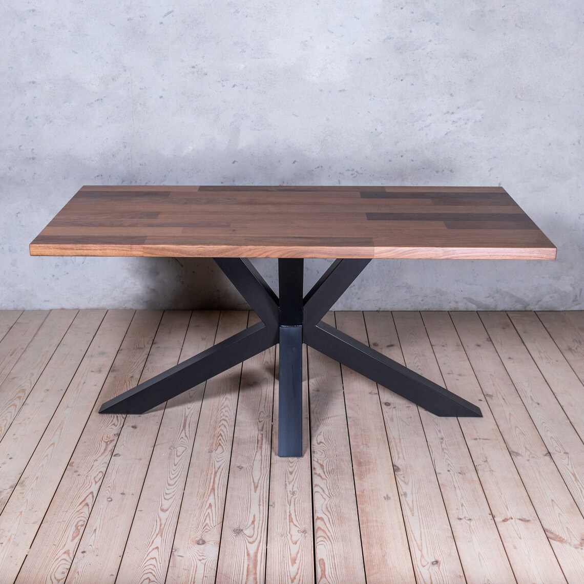 Galton Walnut Blocks Spider Legs Industrial Dining Table - Etsy