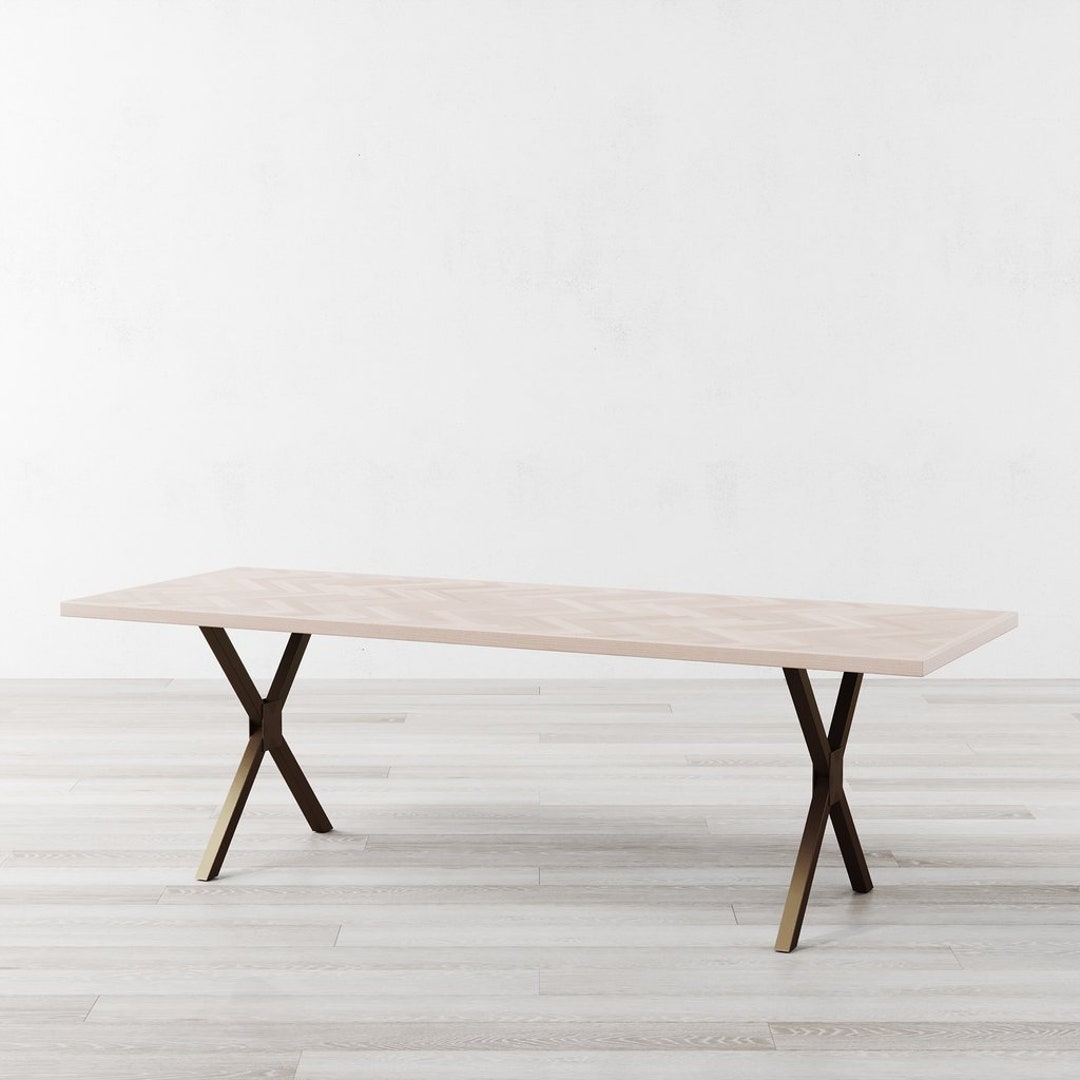 Kew Herringbone Light Ash Dining Table - Etsy