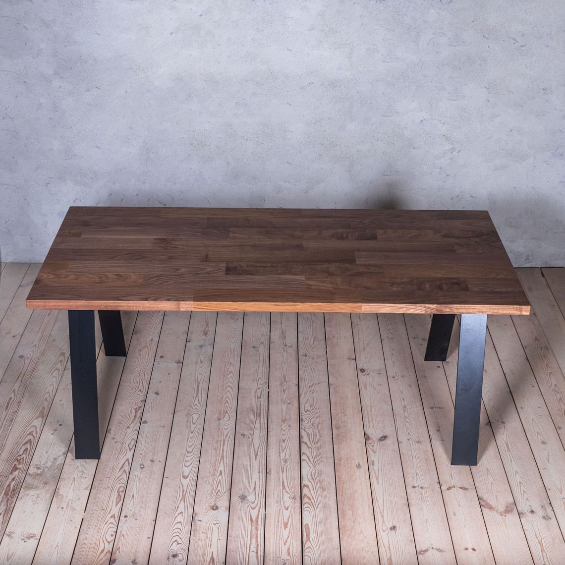 Luis Walnut Blocks A-shaped Legs Industrial Dining Table - Etsy