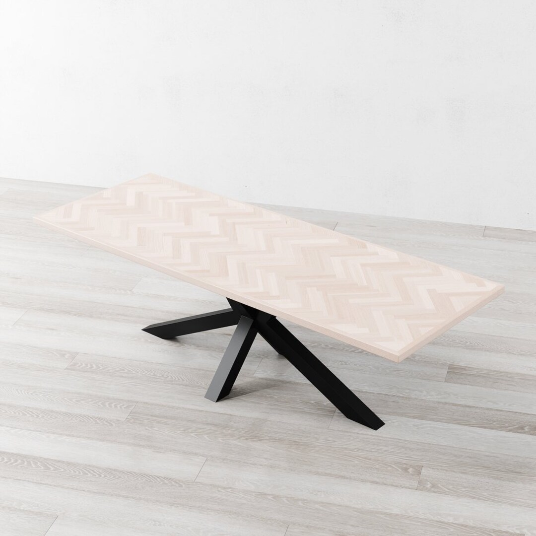 Diamond Herringbone Light Ash Dining Table - Etsy