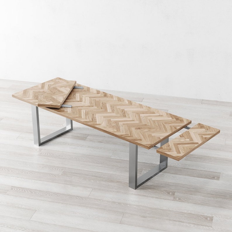 Holborn Herringbone Extendable Natural Oak Dining Table - Etsy
