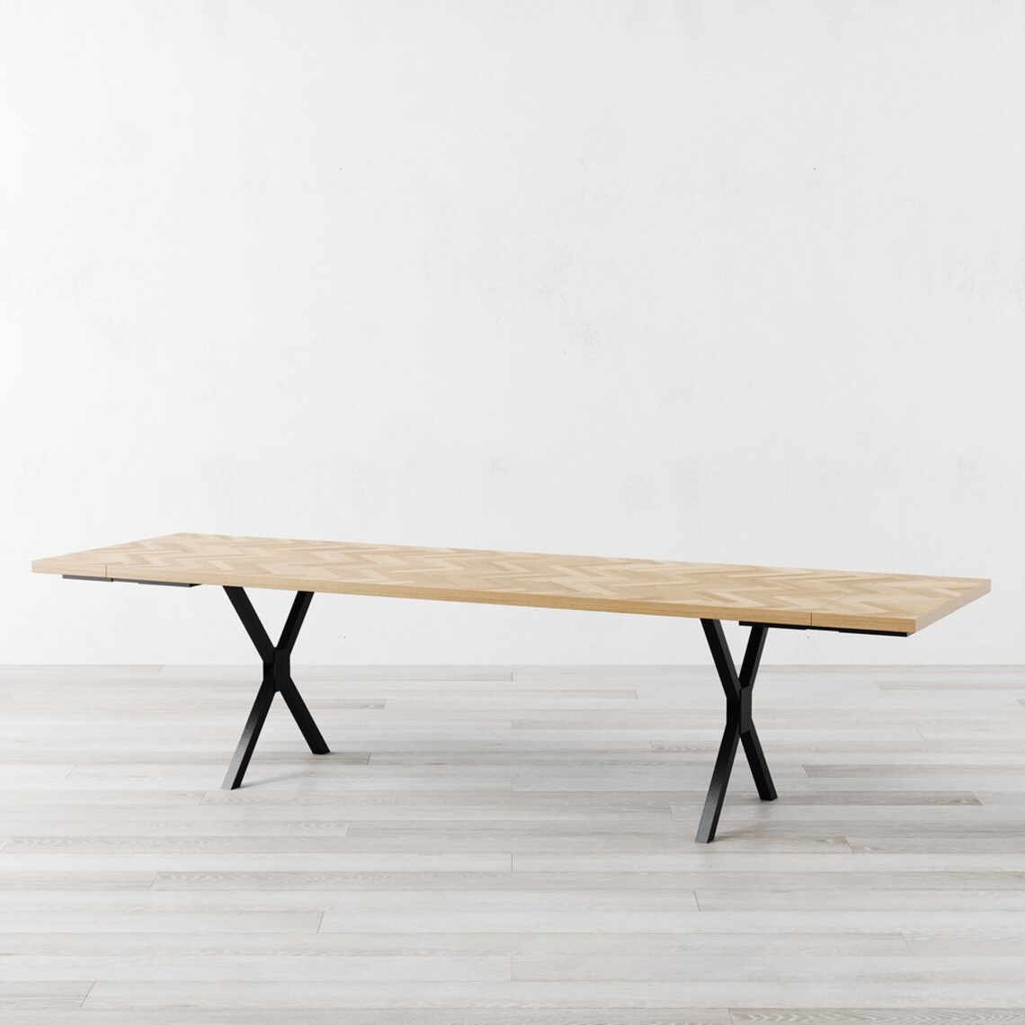 Kew Herringbone Extendable Natural Ash Dining Table - Etsy