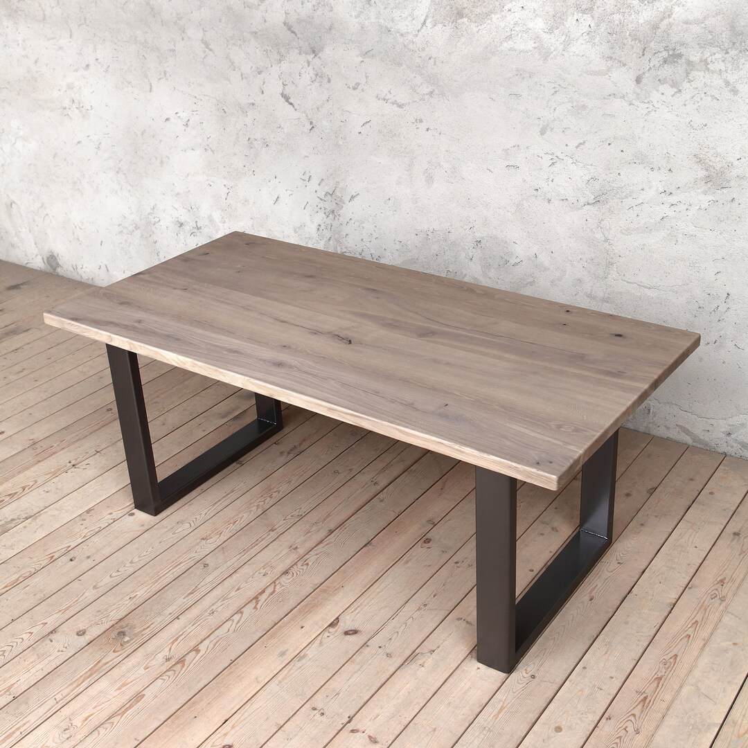 Holborn Light Grey Oak Industrial Dining Table Wooden Rustic - Etsy