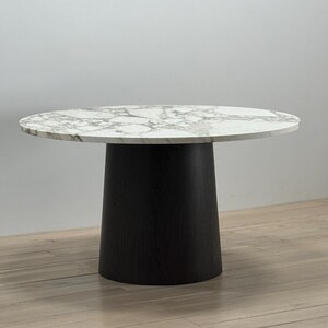 Orion Round Marble Table With Charcoal Oak Leg - Etsy