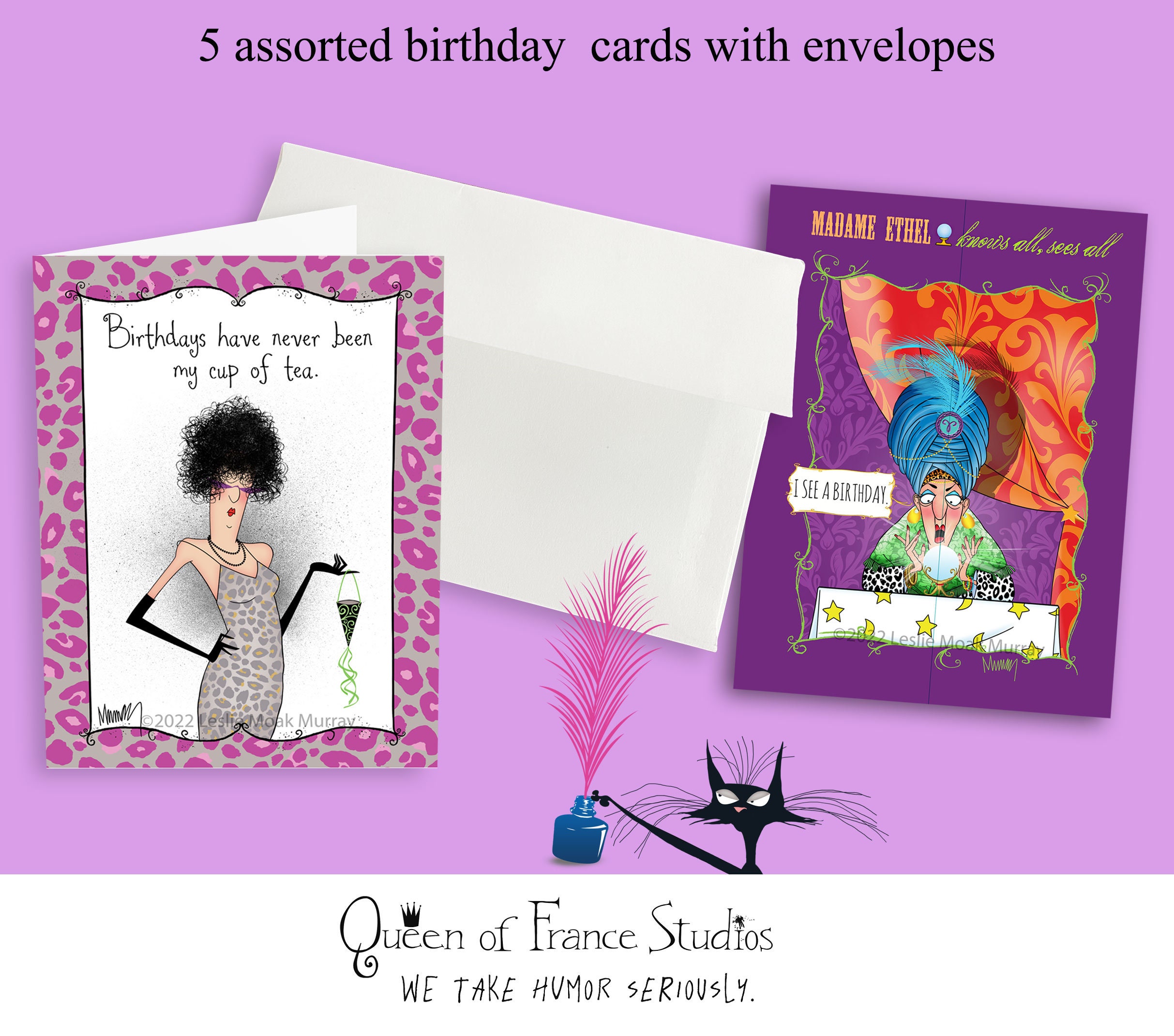 5 Assorted Funny Birthday Cards With Envelopes - Etsy