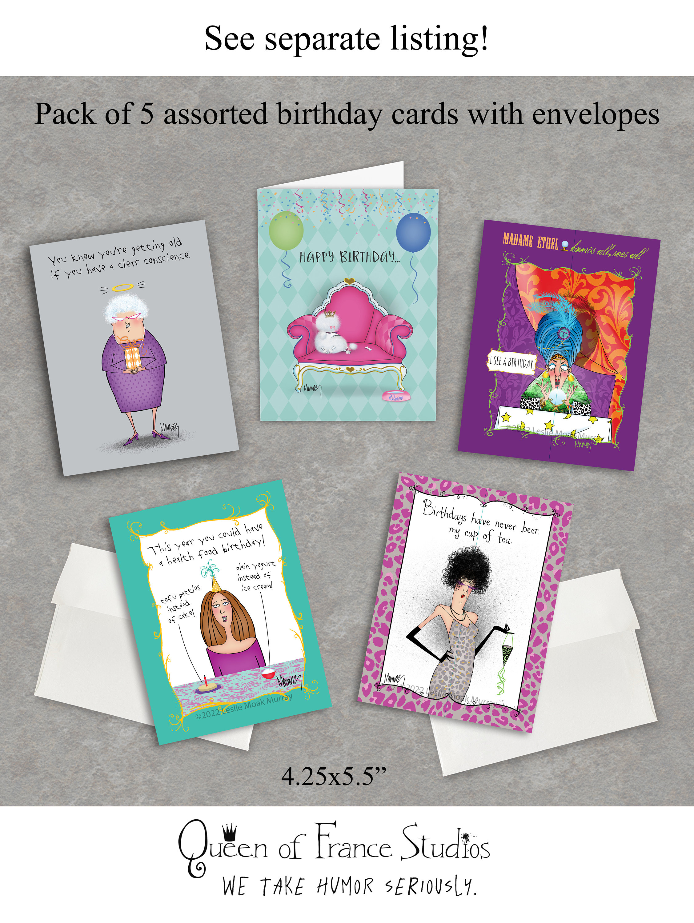 Pack of 10 Funny Birthday Cards With Envelopes - Etsy