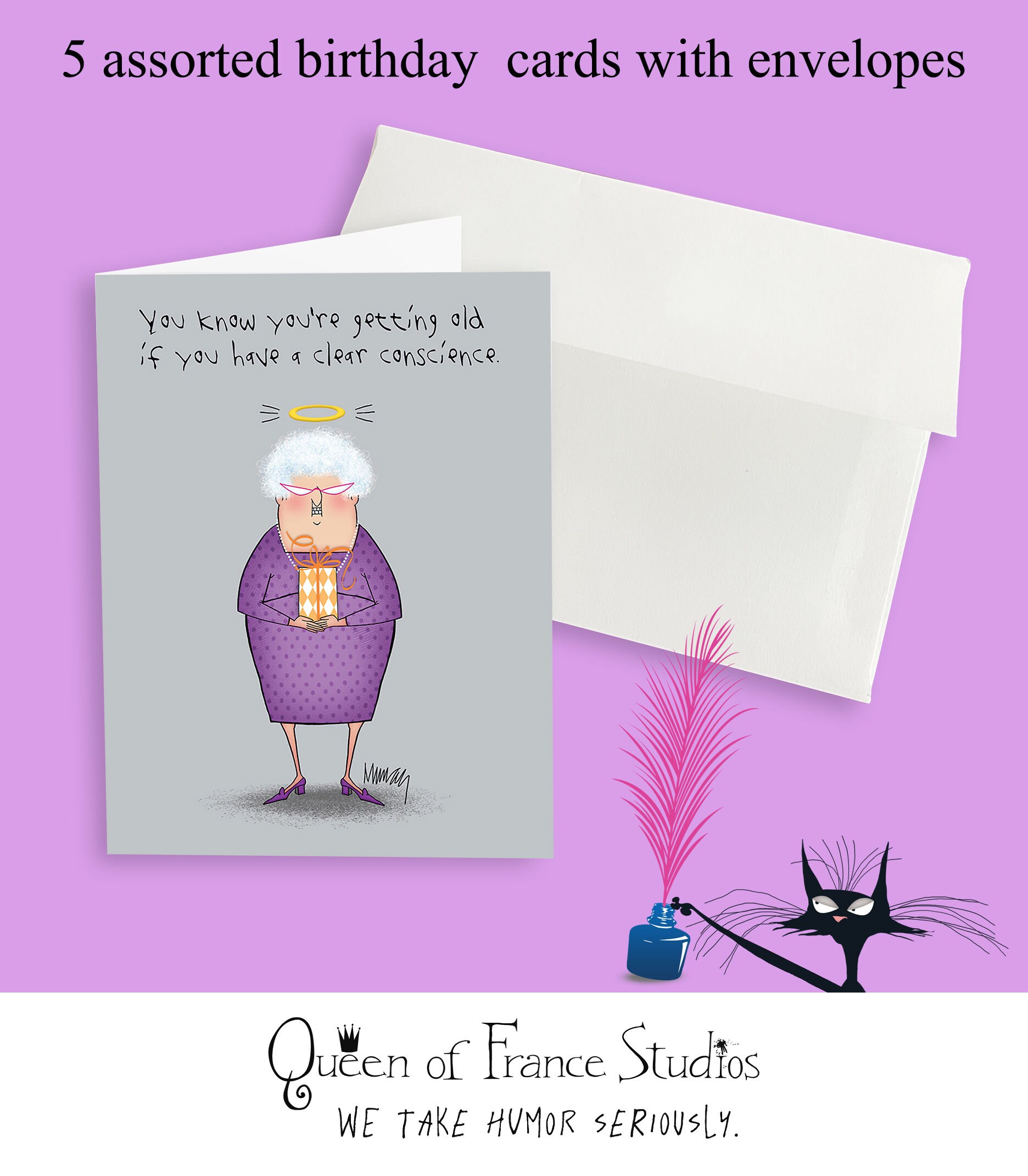 5 Assorted Funny Birthday Cards With Envelopes - Etsy