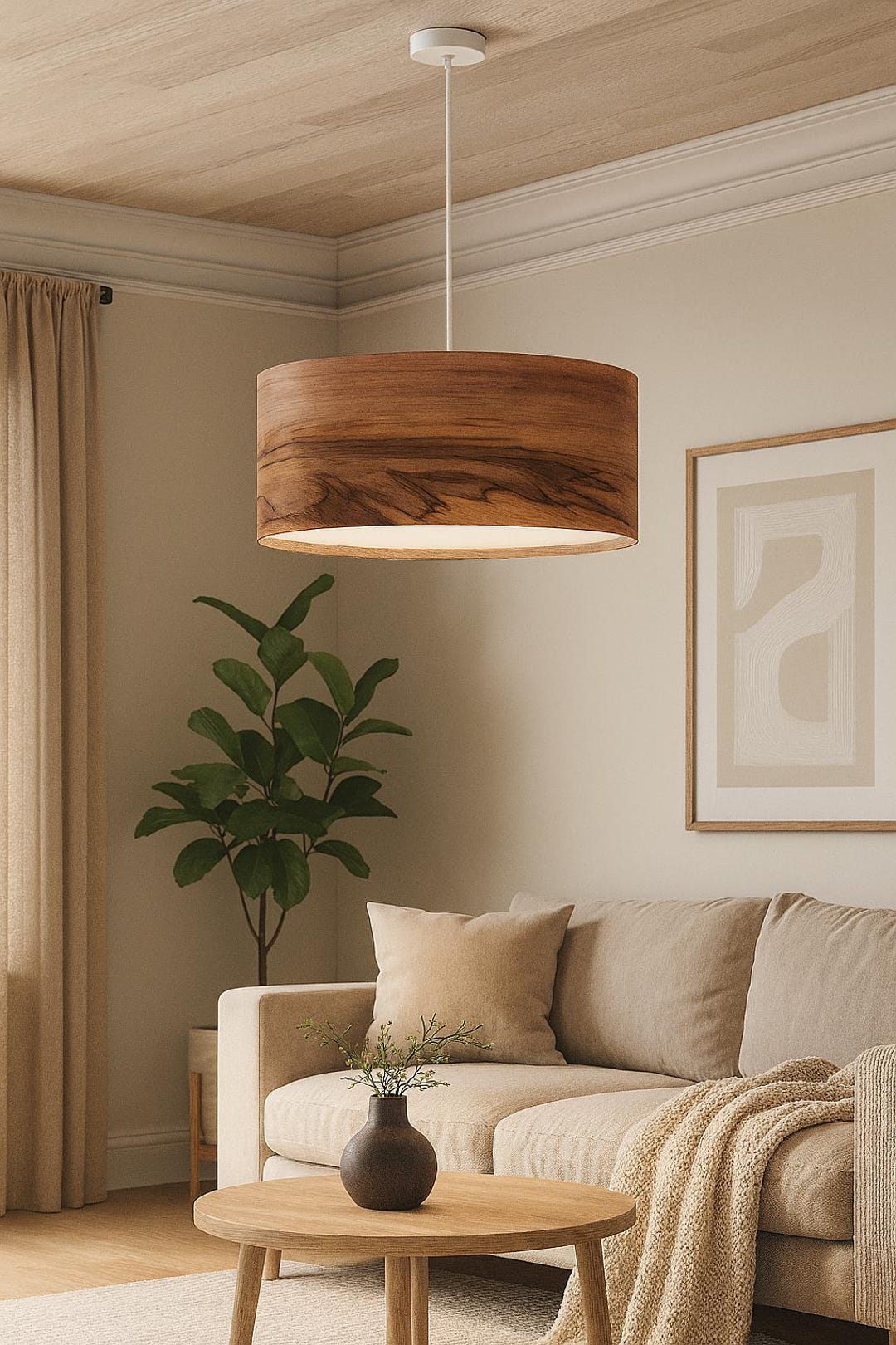 Handmade Walnut Wood Pendant Light – Scandinavian Style Ceiling Lamp - Etsy