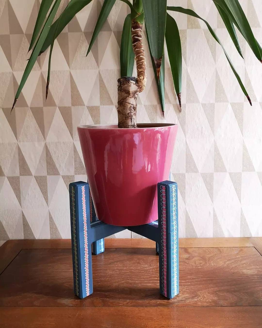 Hand Painted Colourful Plant Stand - Etsy