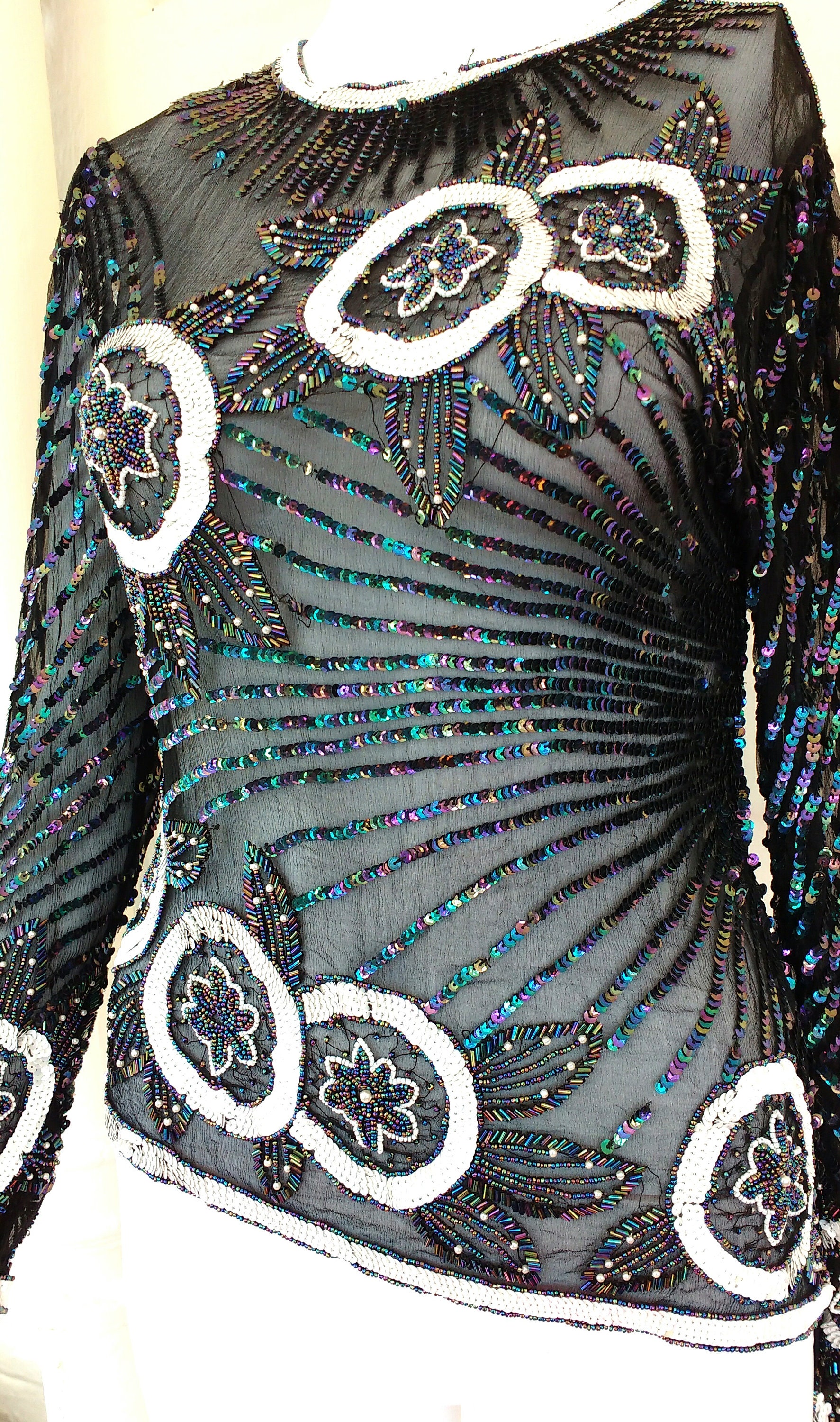 Vintage Hand Sequin and Beaded Top - Etsy