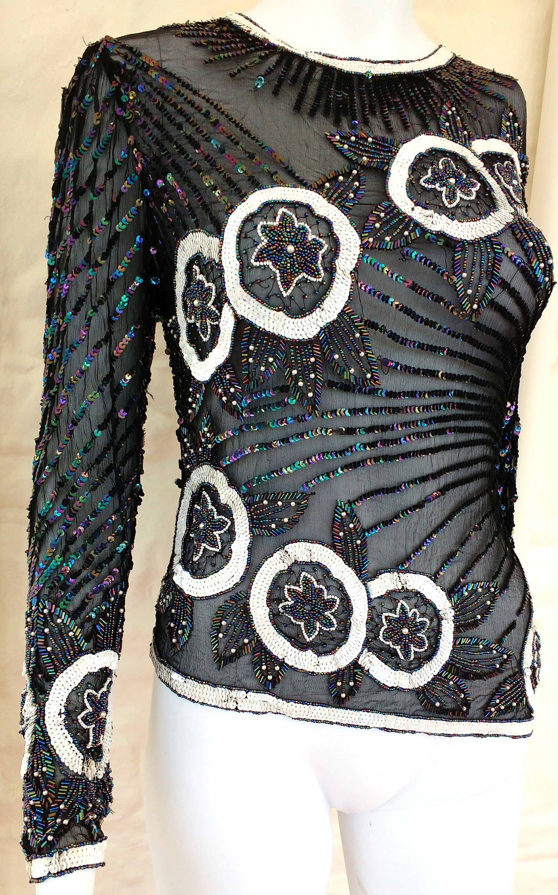 Vintage Hand Sequin and Beaded Top - Etsy