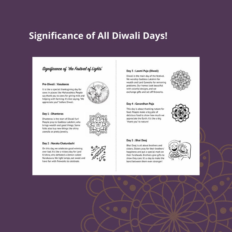 Mandala Coloring Kids Activity Book With Diwali Theme printable A4 Size ...