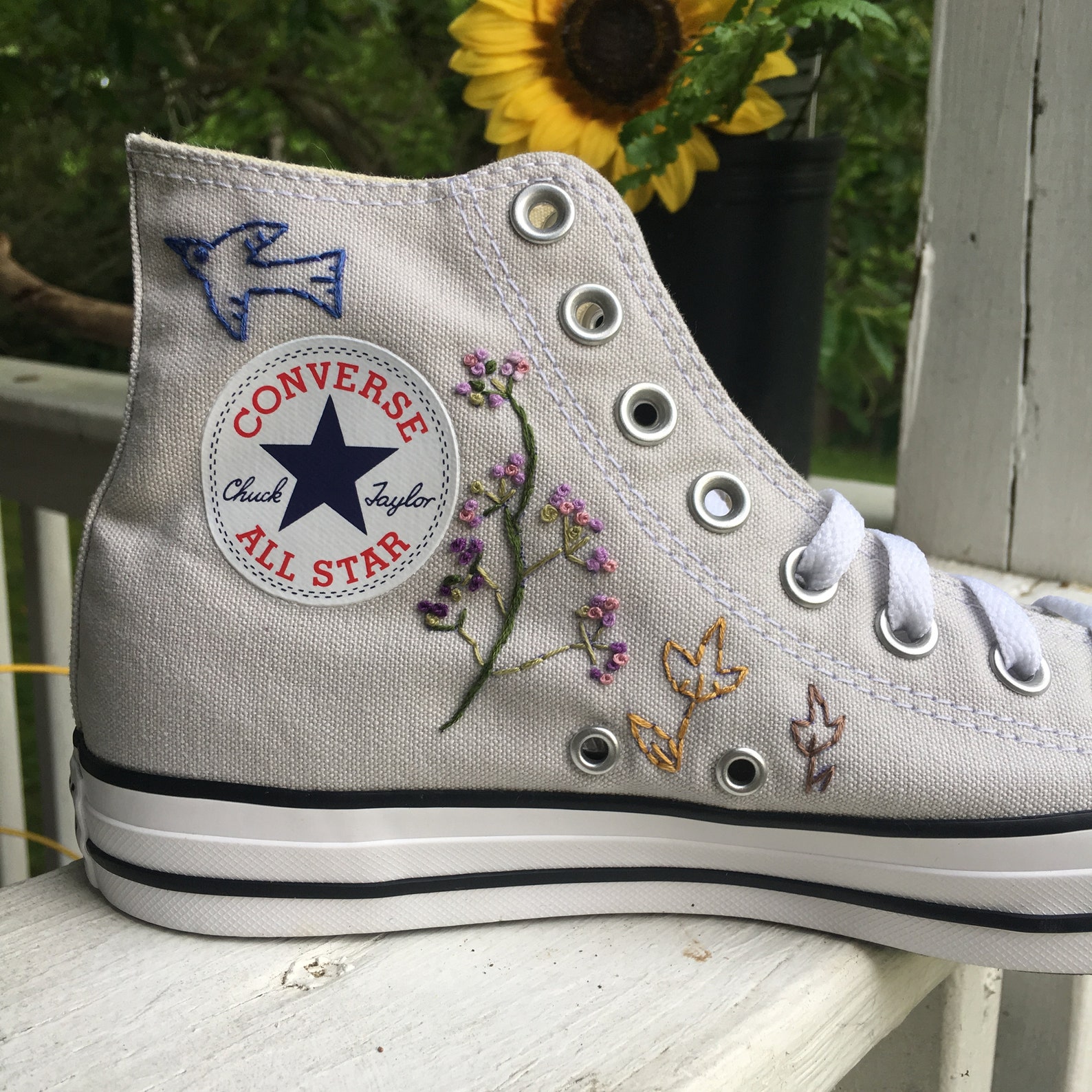Custom Embroidered Converse Sneakers Hand Embroidery Chucks - Etsy