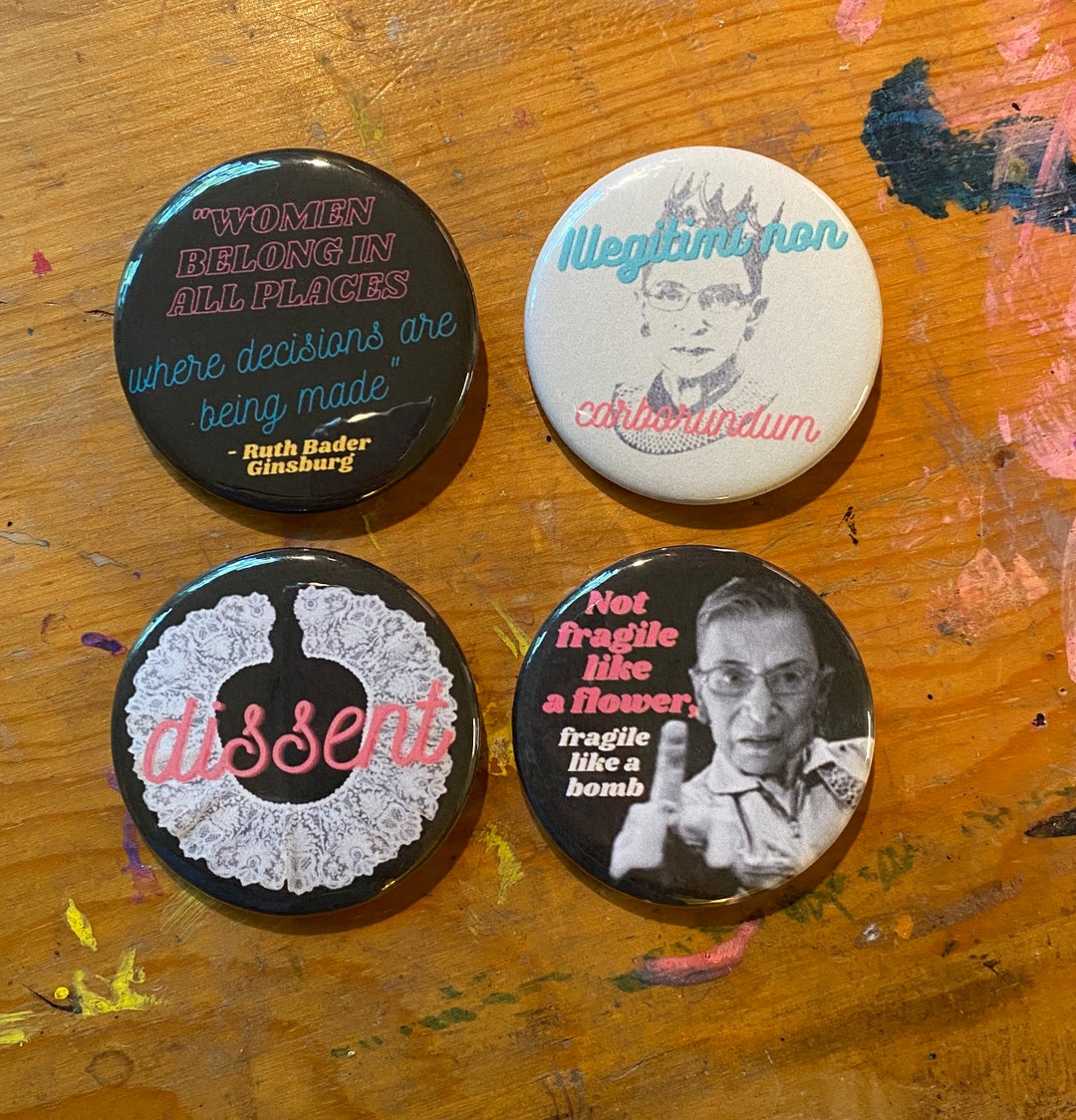 RBG Ruth Bader Ginsburg Button Keychain 2.25" Pinback Pin Badge Women ...