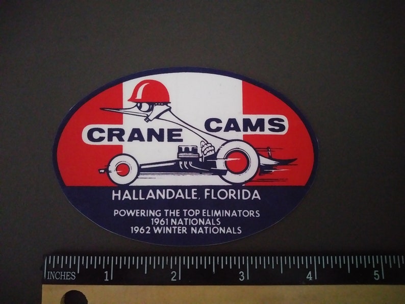 Crane Cams 1960's ... Vintage Style Racing Decal.. Peel and Stick ...