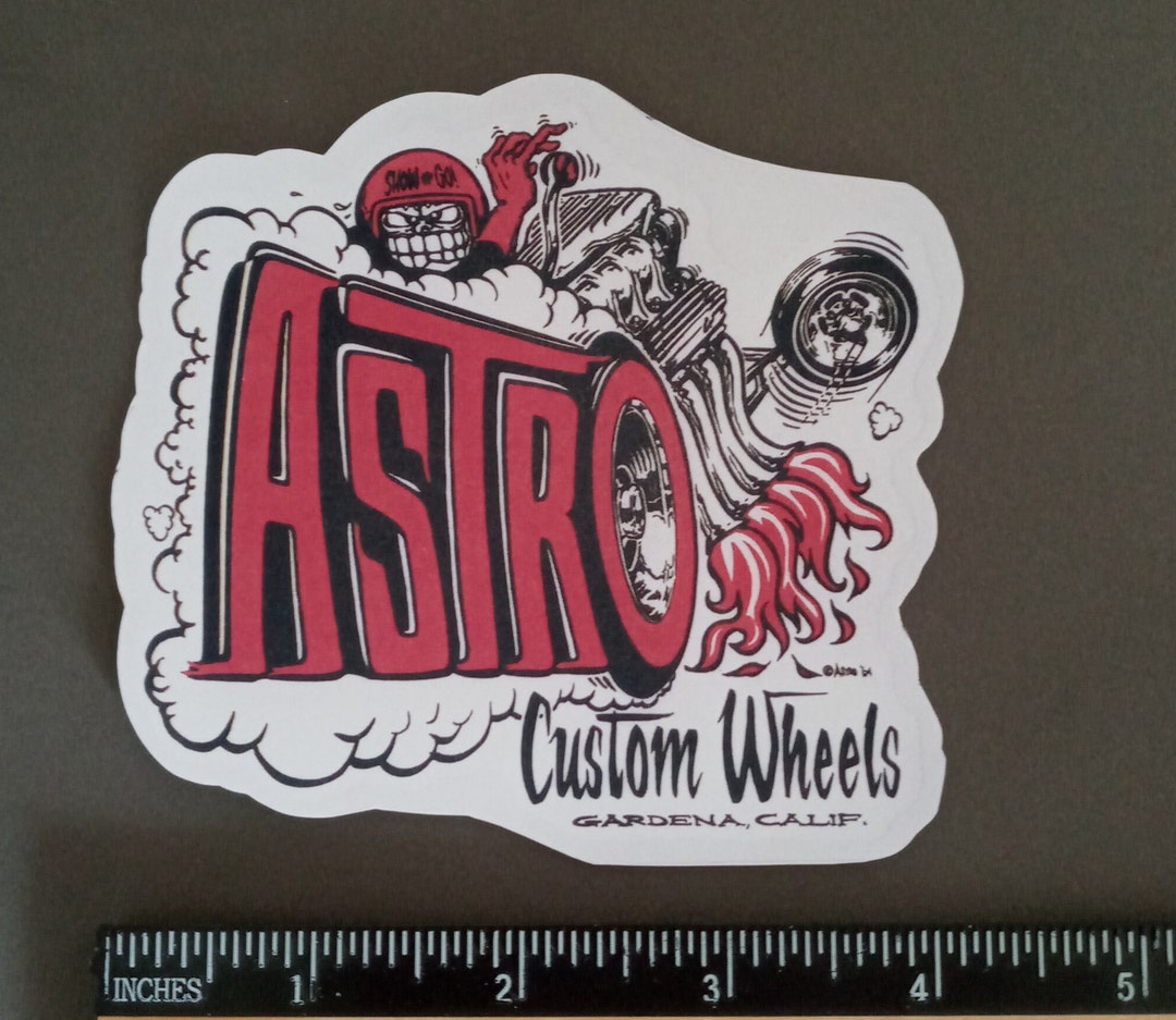 Astro Custom Wheels 1968 Vintage Style Decal ... Isky ...rat Rod ...