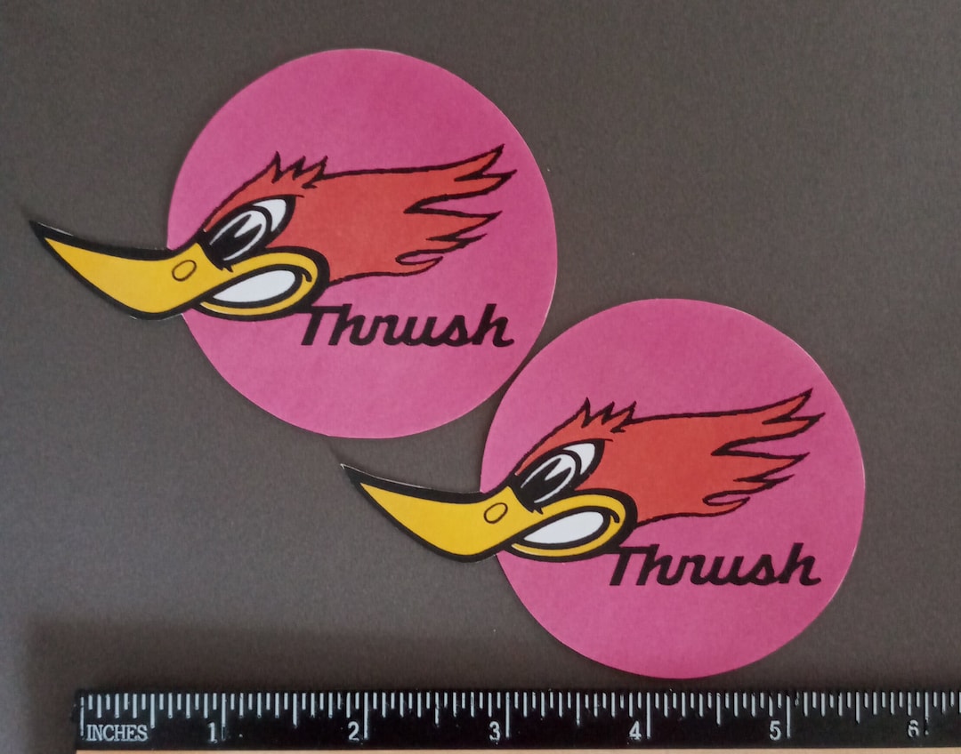 Thrush Mufflers .. Two.. Save 15% .. 1970 Vintage Style Decal ....rat ...