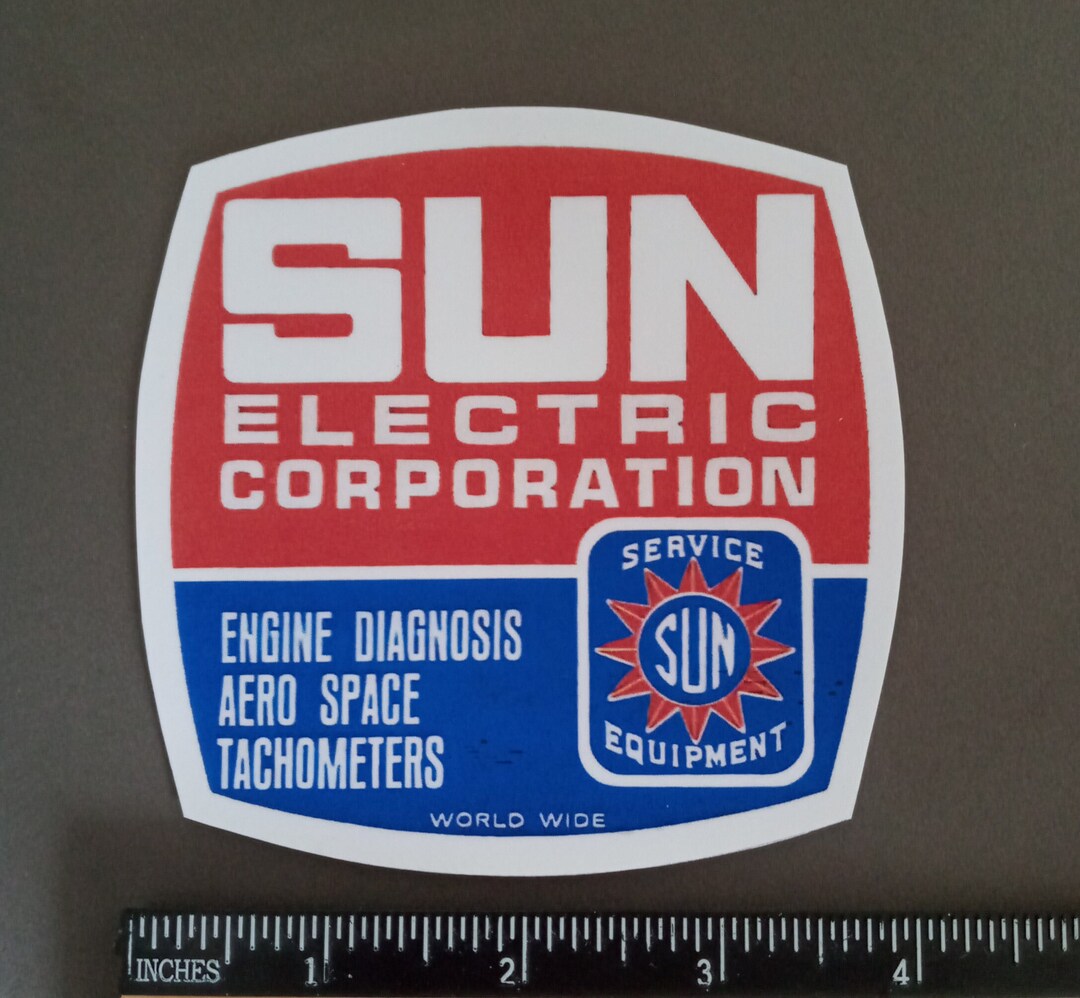 Sun Tach Electronics 1967 Vintage Style Decal ... Isky ...rat Rod ...