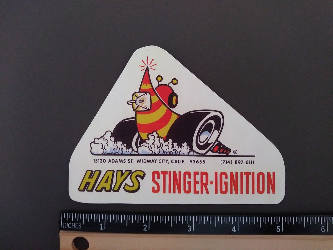 Hays Stinger Ignition Large Vintage Style Racing Decal.. Peel and Stick ...