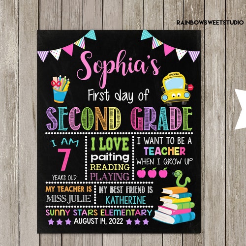 First Day of School Sign Back to School Chalkboard Poster - Etsy