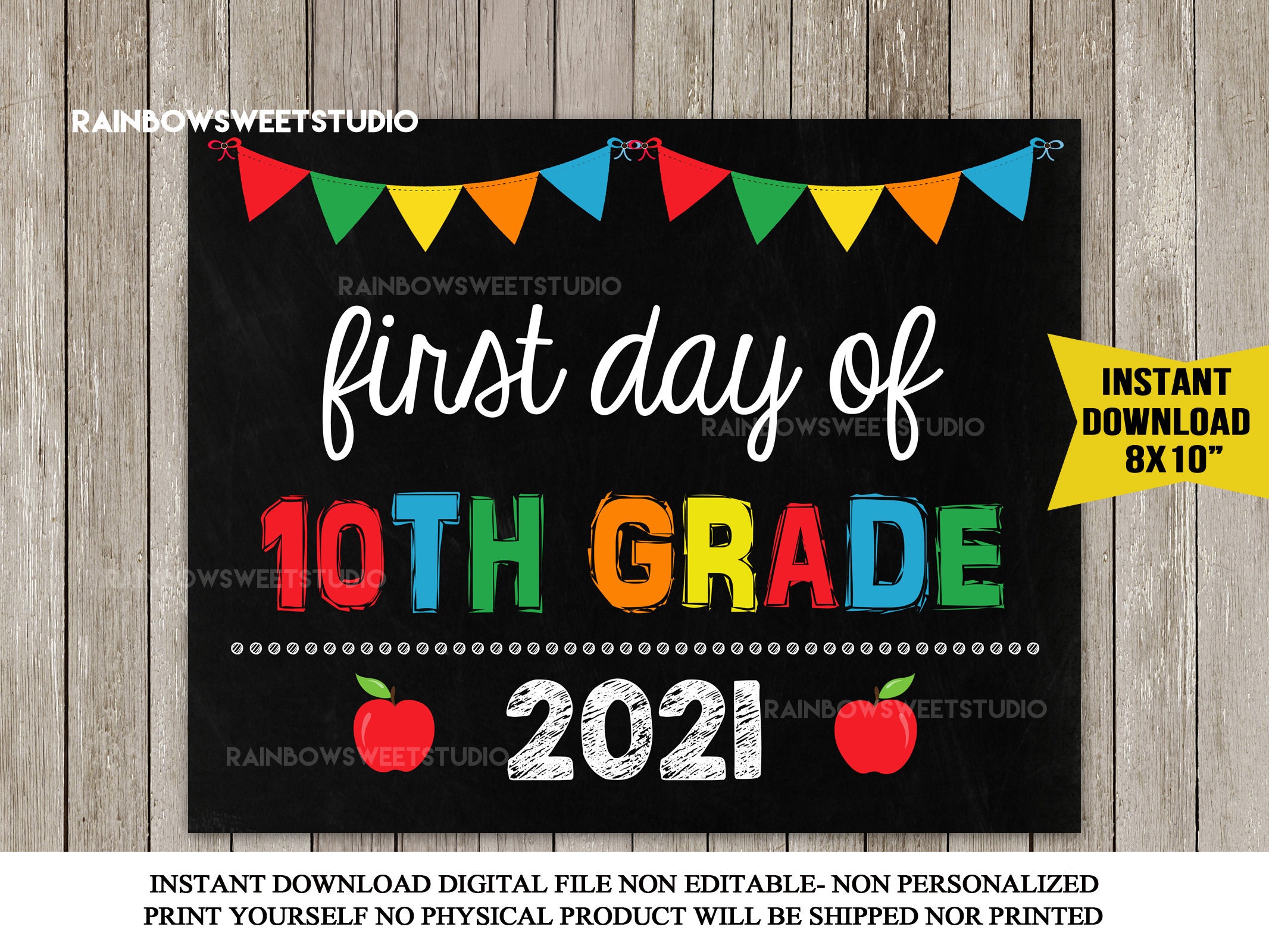 First Day of 10TH Grade Sign First Day of School Sign Back to | Etsy