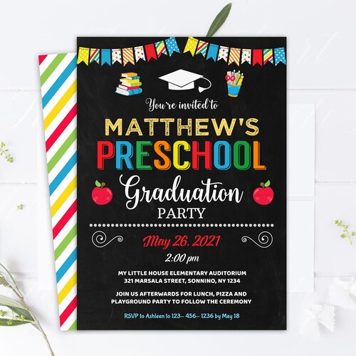EDITABLE Invitation Preschool Graduation Invitation - Etsy