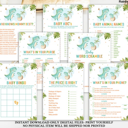 Dinosaur Baby Shower Games Package 7 Printable Games: Bingo - Etsy