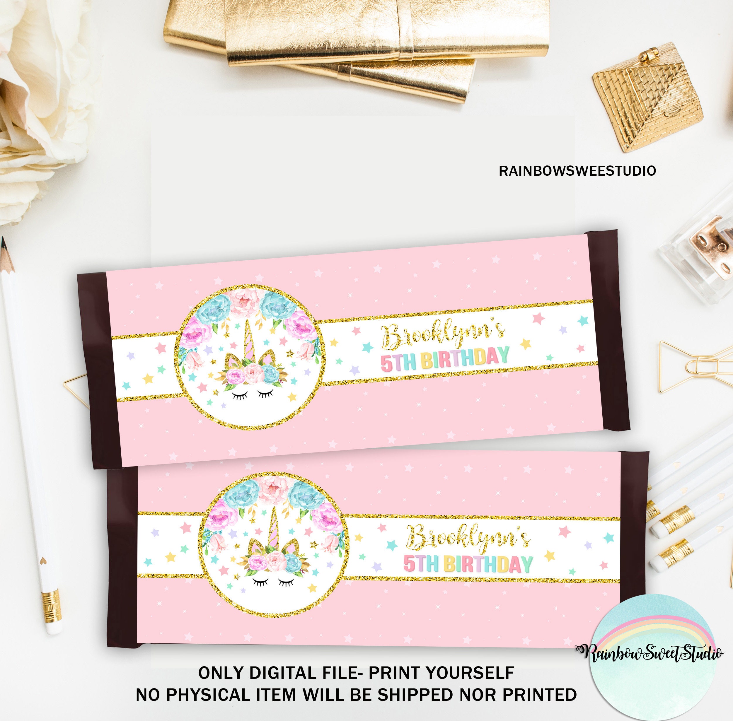 Unicorn Labels Unicorn Candy Bar Label Kids Party Labels Unicorn Candy ...