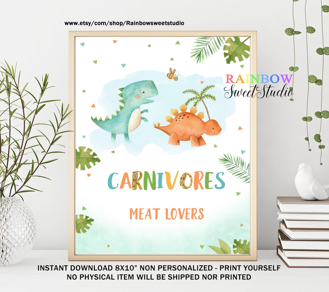 Carnivores Dinosaur Birthday Sign Food Table Decor Dinosaur | Etsy