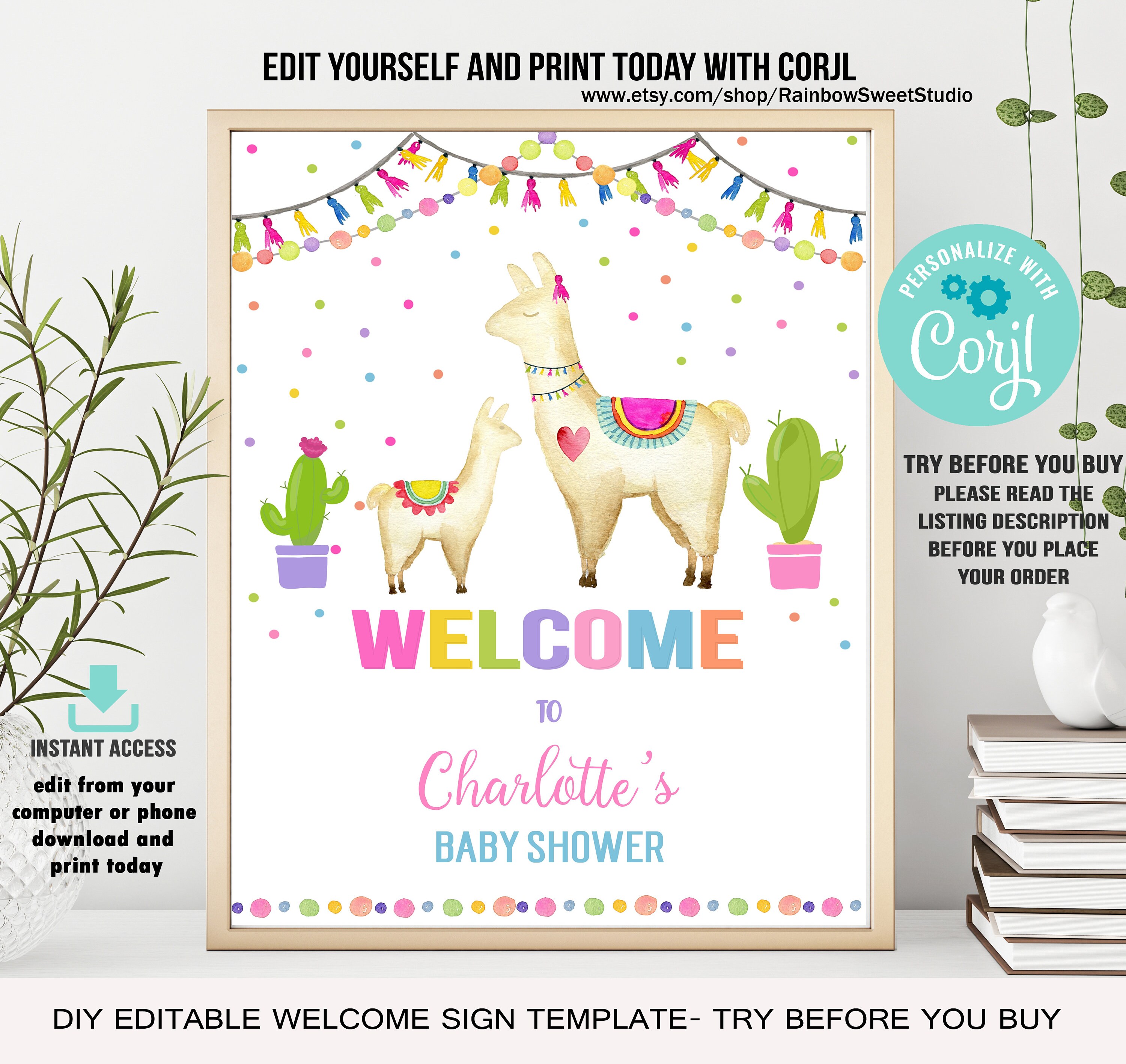 Baby Llama Welcome Sign - Etsy