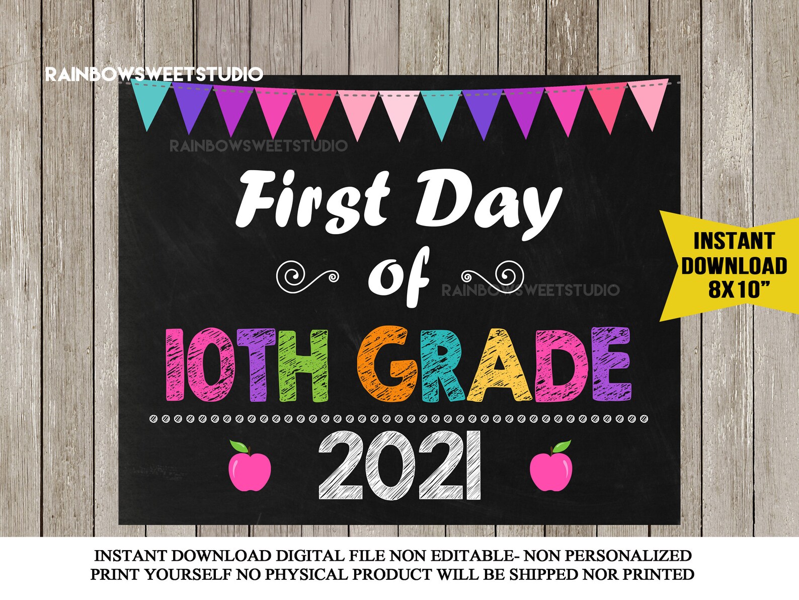 First Day of 10TH Grade Sign First Day of School Sign Back to | Etsy