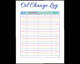 Oil Change Log - Etsy