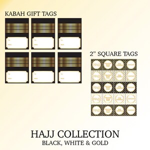 Kabah Gift Tags and Square Tags hajj Collection Black, White & Gold ...