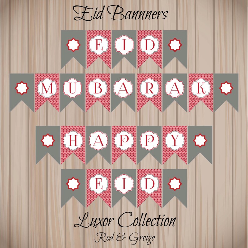 Eid Banners Luxor Collection Red & Greige Printable File | Etsy