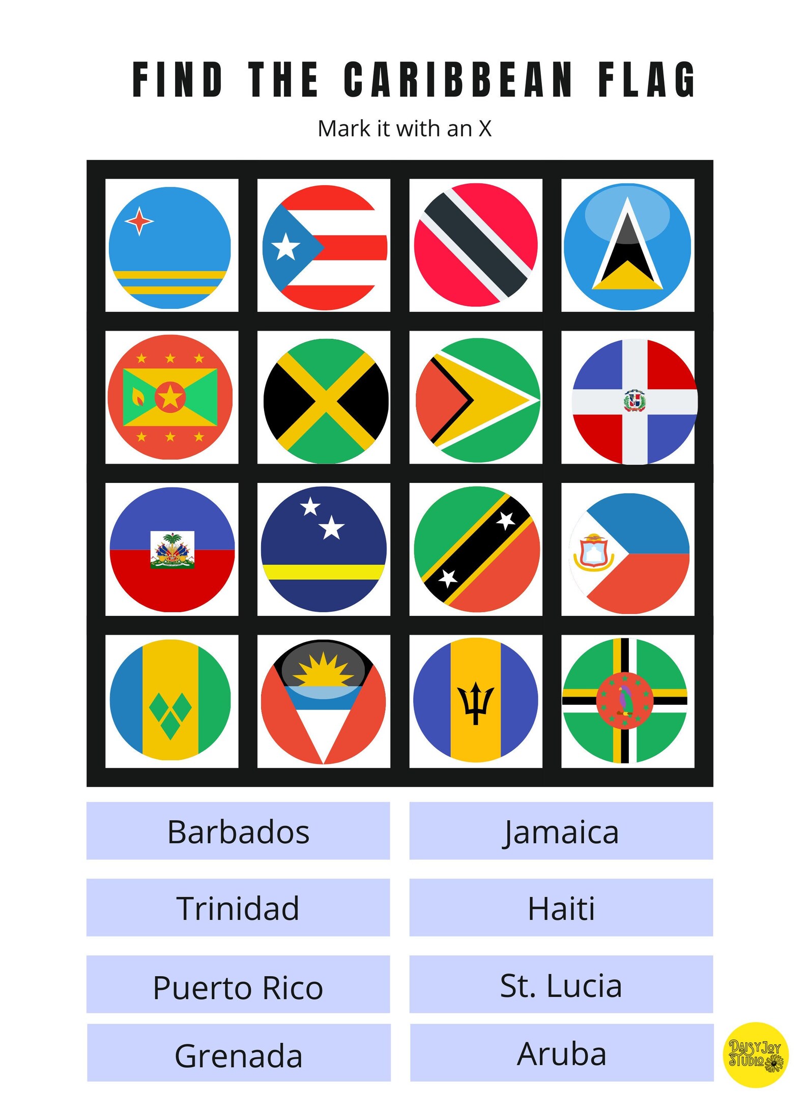 Find the Caribbean Flags Kids Worksheet - Etsy