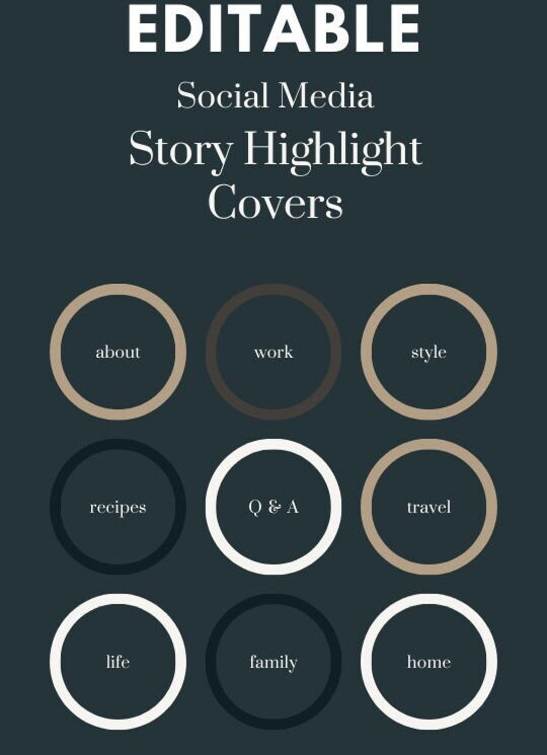 Instagram Story Highlight Covers - Editable Neutral Colors - Etsy
