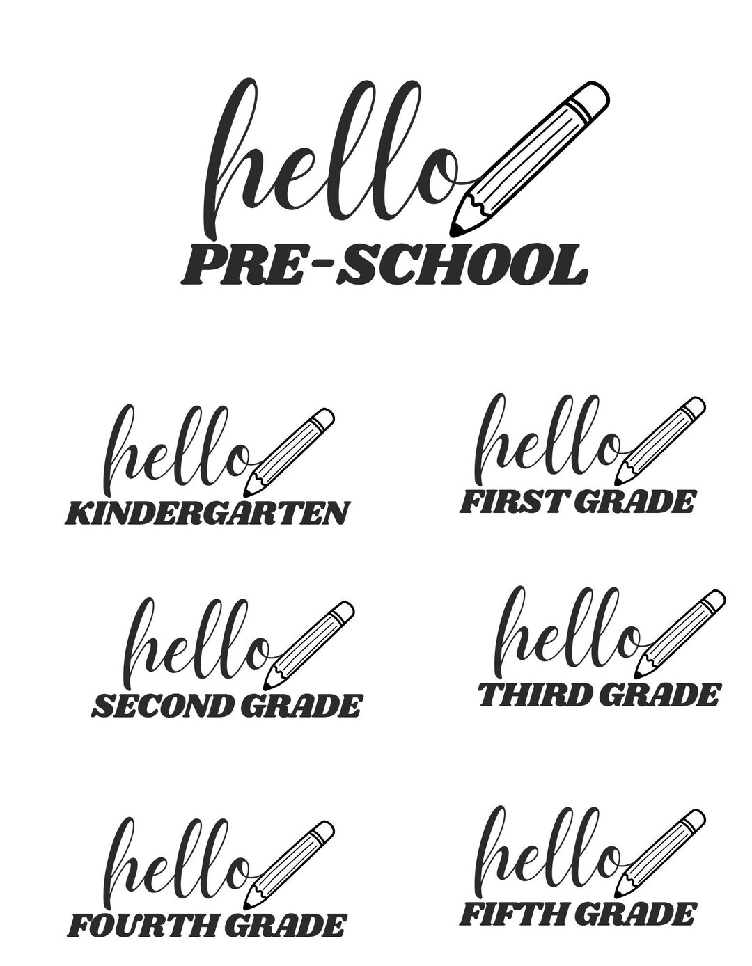 Hello New School Year - SVG BUNDLE Iron-on Transfer for T-shirts and ...