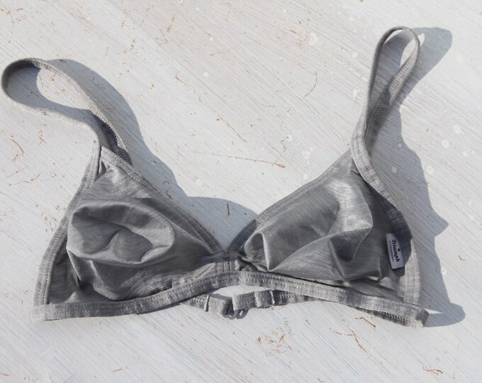 Deadstock Triumph Shiny Gray Jersey Bralette,bra Top,underwear.size 70 ...