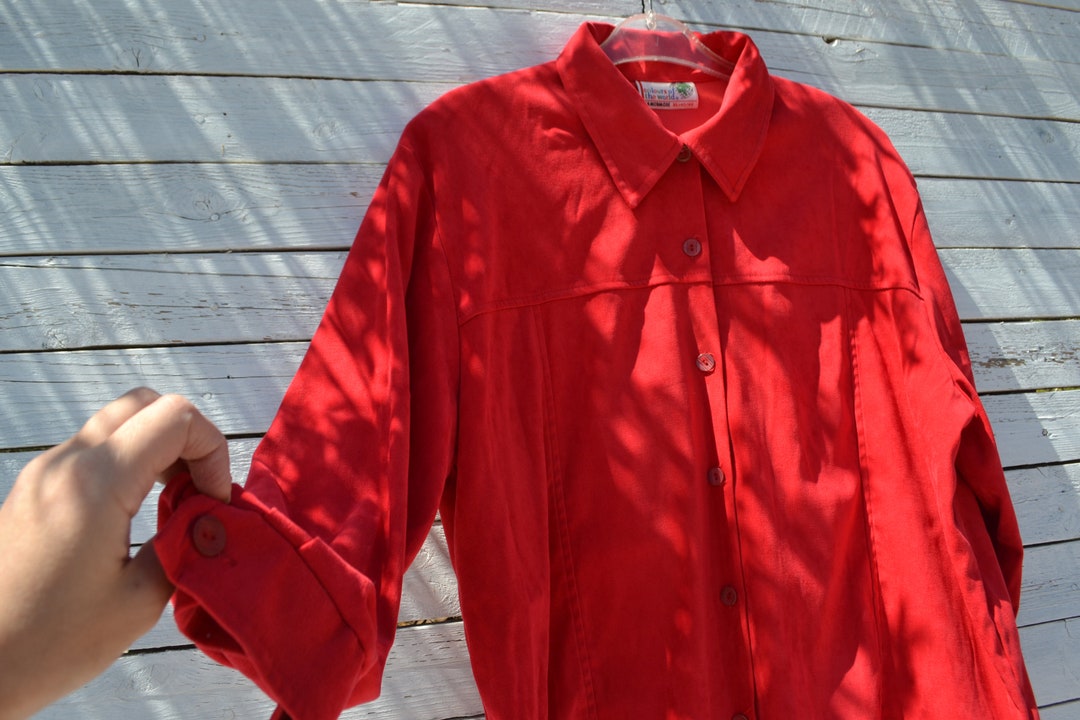 Vintage Colours of the World Red Button up Collar Shirt - Etsy