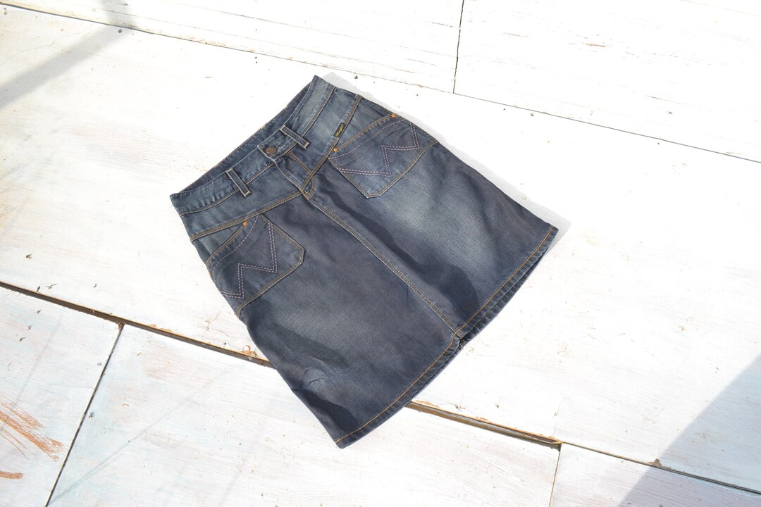 Vintage Wrangler Patch Pockets Midi Denim Skirt.size 28 - Etsy