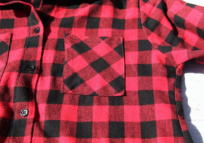 Vintage rot / schwarz kariert Karos Wollmischung Flanell Hemd ...